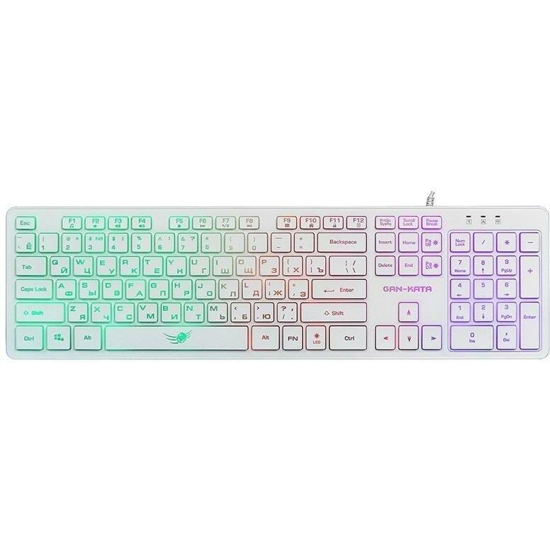 Клавиатура проводная Dialog Gan-Kata KGK-17U игровая белая USB с RGB-подсветкой