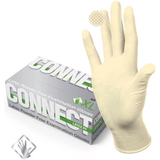 Перчатки смотровые Connect латексные, 45 пар (90 штук), размер XL