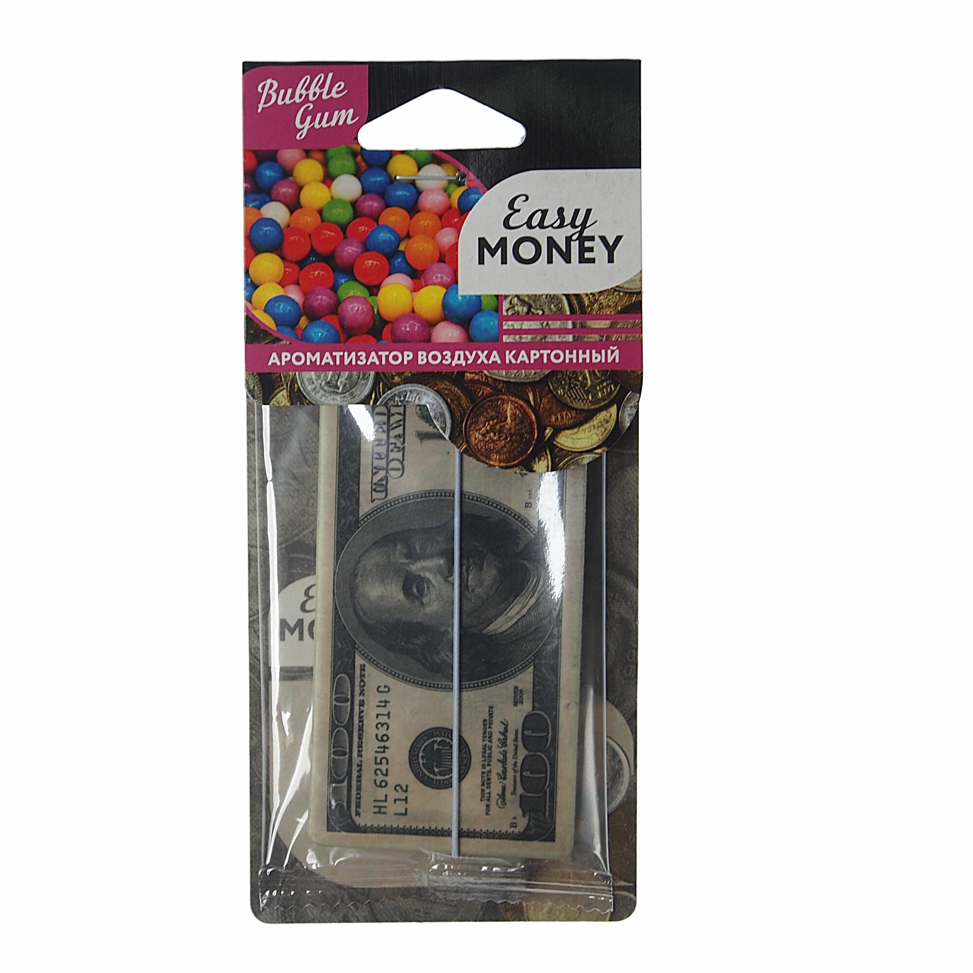 Ароматизатор воздуха FTE-EMN-02 EASY MONEY "100 " (bubble gum) подвесной FOUETTE