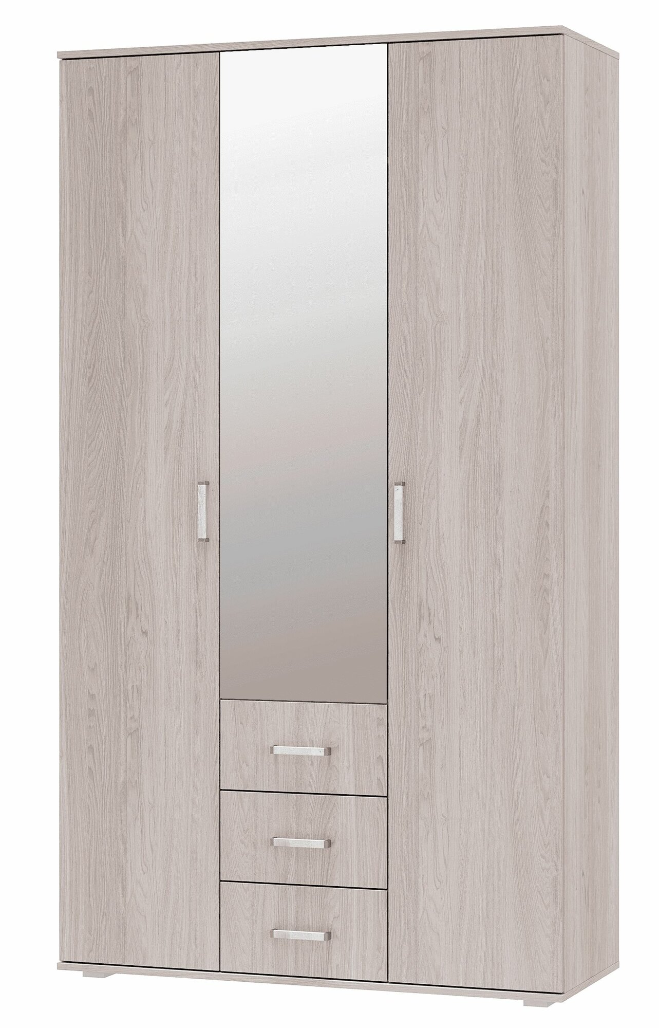 Шкаф BTS Белла, ЛДСП, трехстворчатый, распашной, ясень белый, с вешалкой, 120 см x 47 см x 212 см