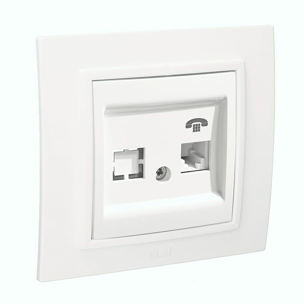 Телефонная розетка EL-BI Zena Vega Natural RJ11 c рамкой молочно-белая 500-010200-221