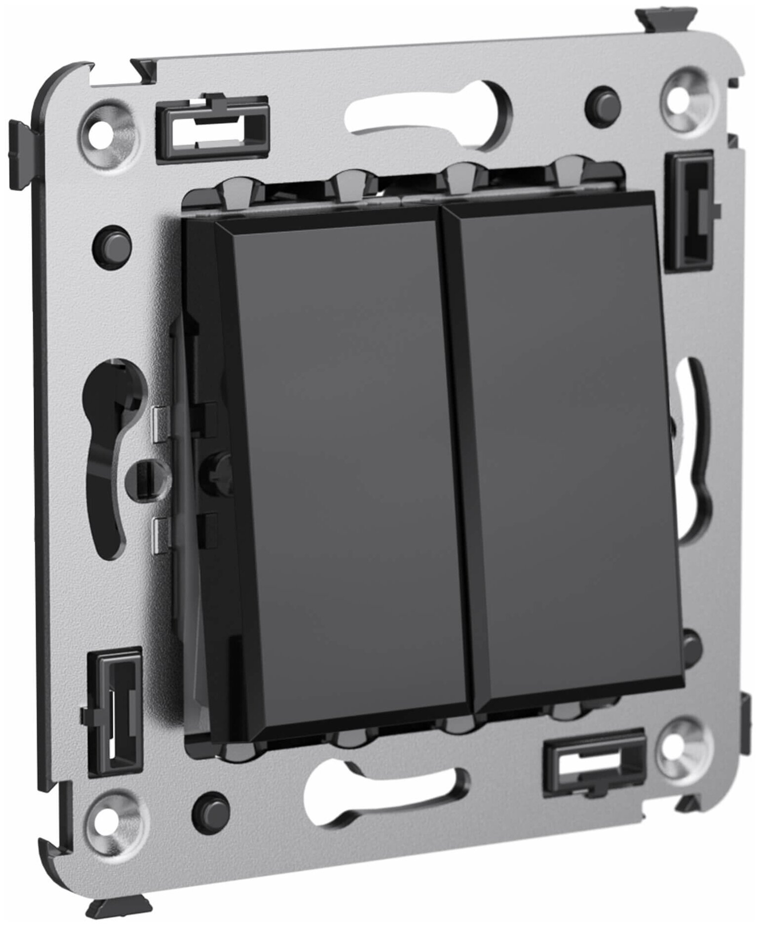 Выключатель двухклавишный в стену DKC Avanti, черный квадрат 4402104