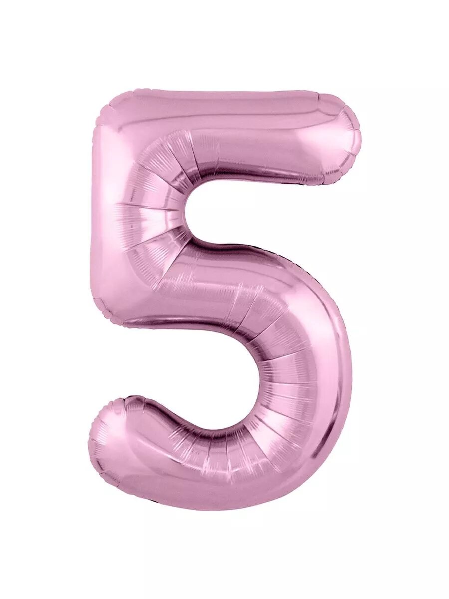 Шар фольгированный (40'/102 см) Цифра Slim Розовый фламинго №5 Agura