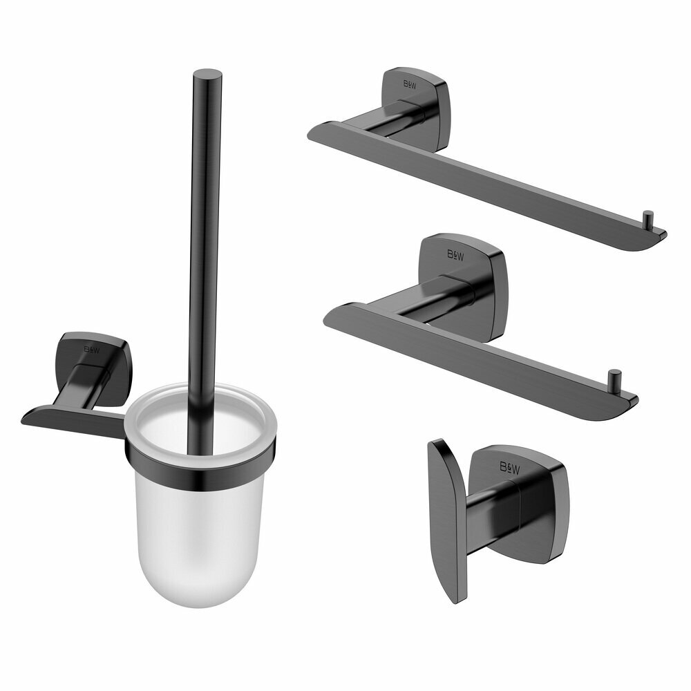 Комплект аксессуаров для ванной комнаты Black&White GA-7820GM Оружейная сталь