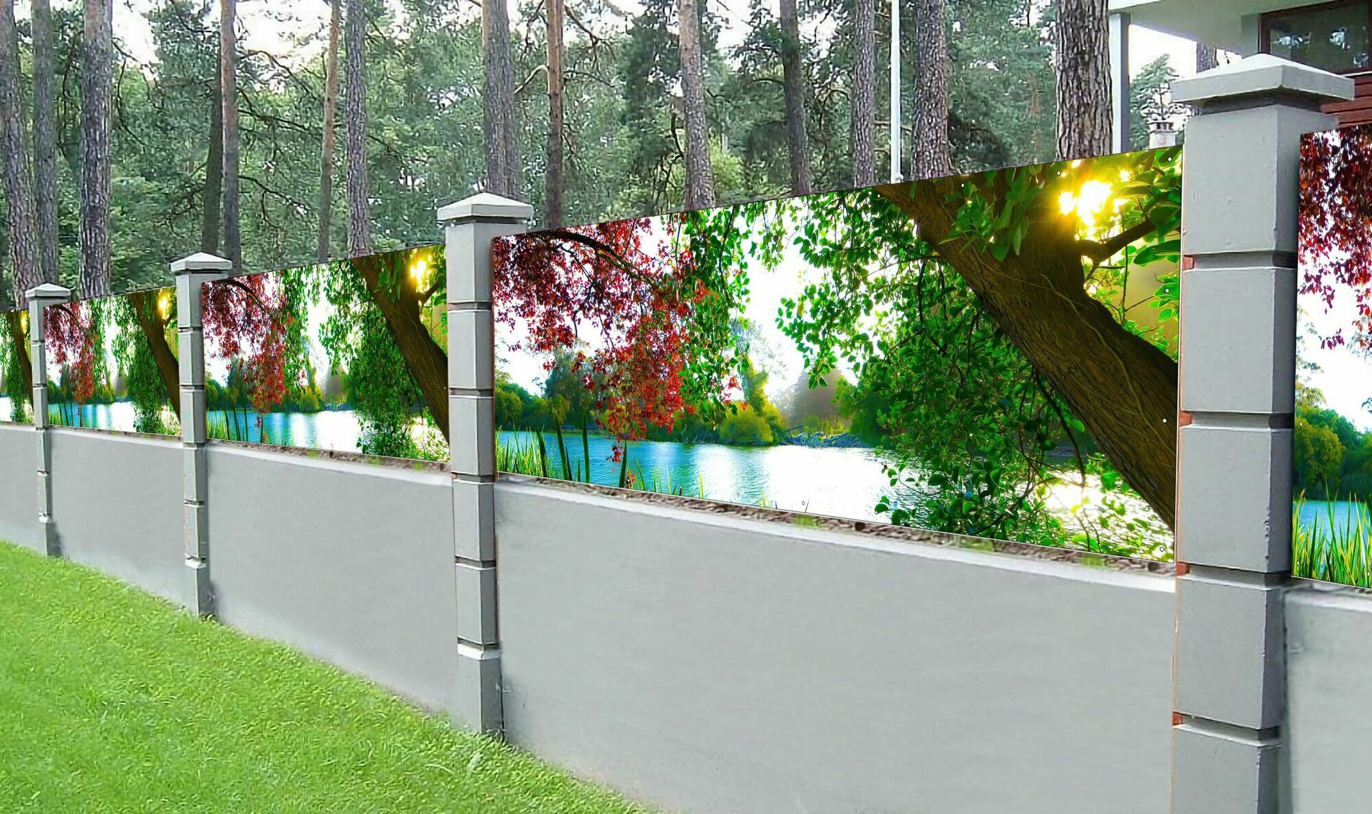 Фотосетка для забора, фасада Фотофасад с люверсами 3 х 1 м