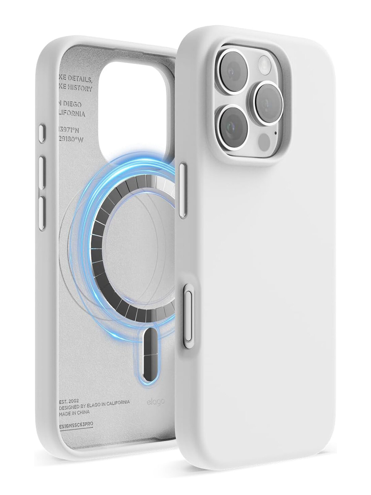 Elago для iPhone 16 Pro Max чехол Soft silicone (Liquid) White (MagSafe)