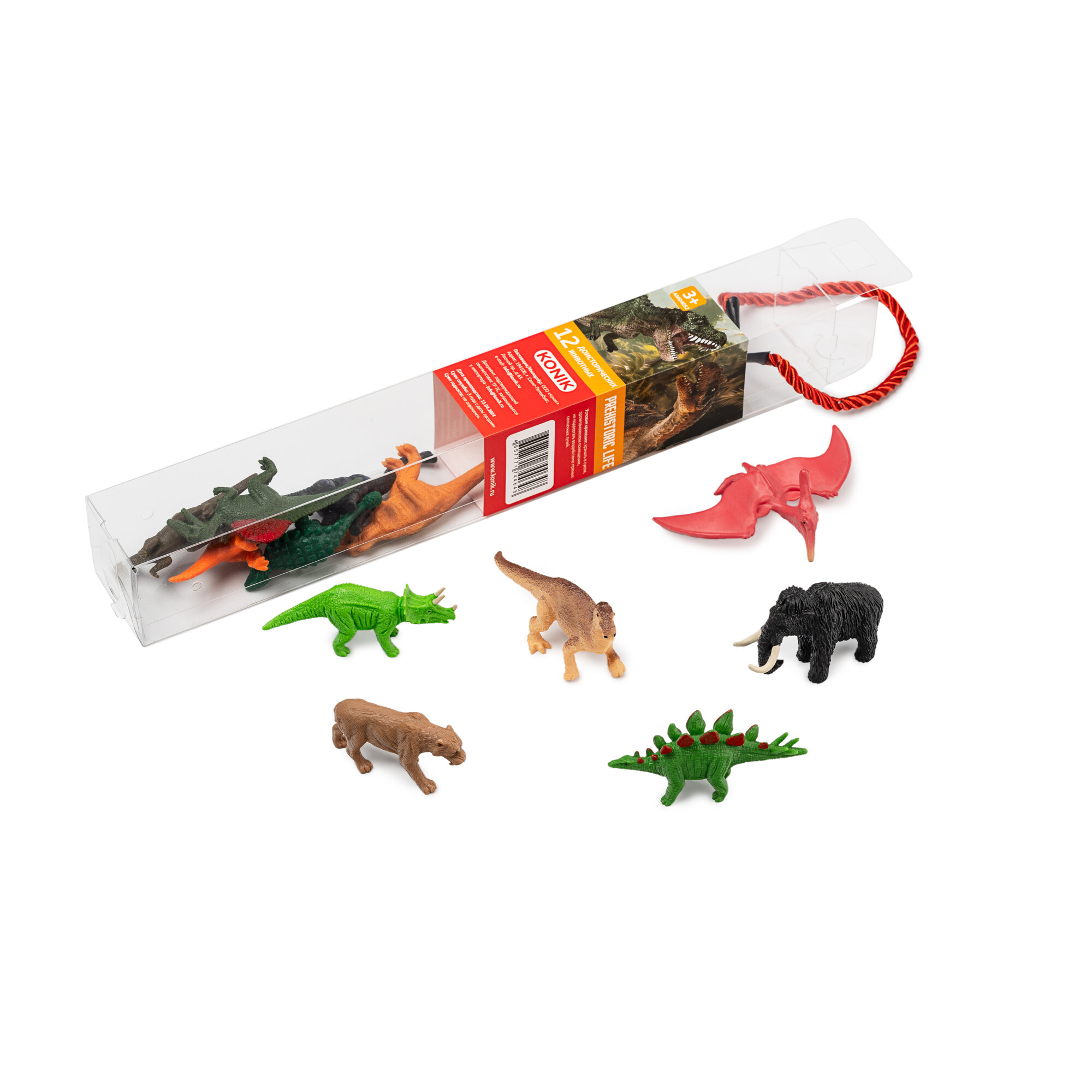 Набор мини-фигурок KONIK DINO&PREHISTORIC (туба, 12 шт) - динозавры и доисторические животные