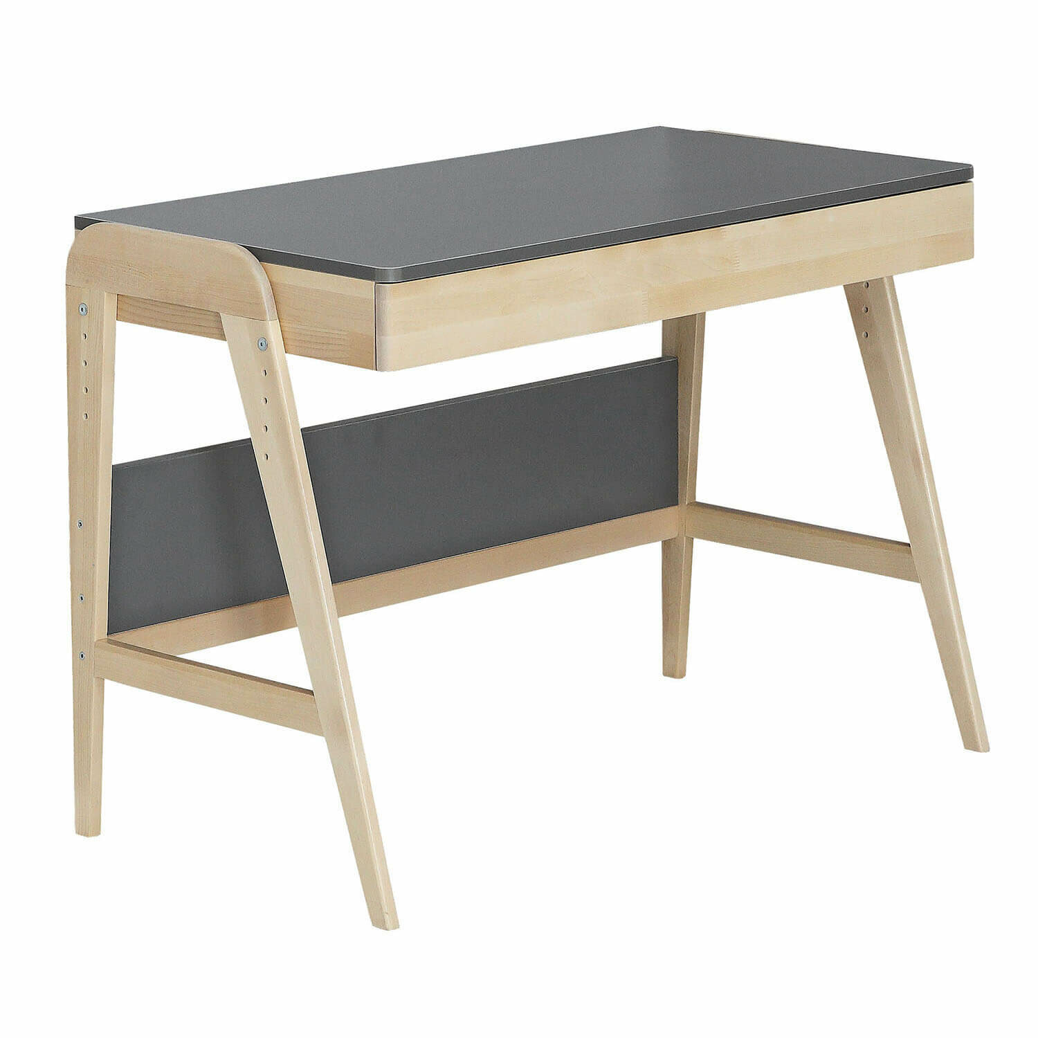 Стол растущий Элегия Скандик, массив дерева, 104,5х55х74,5 см, графит серый