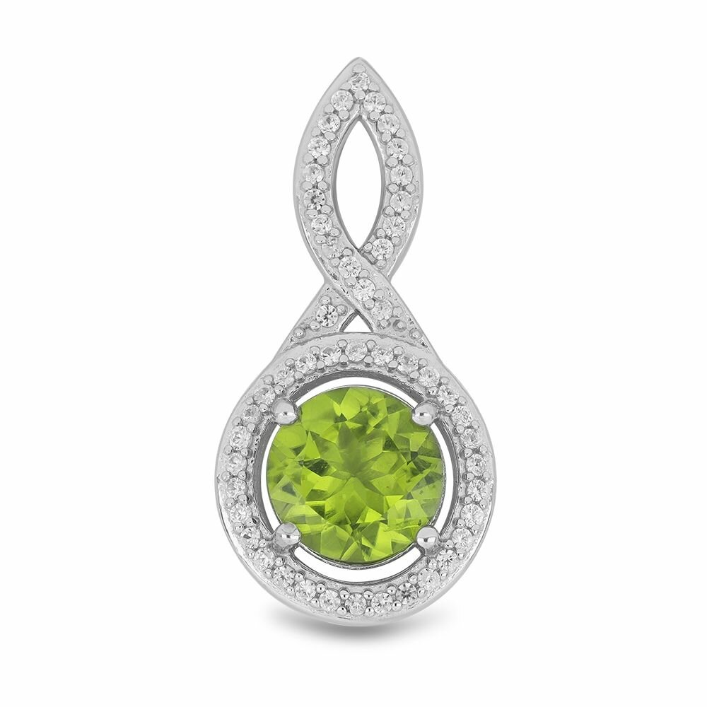 Подвеска, серебро, 925 проба, родирование, циркон, перидот