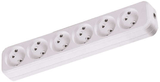 Блок розеток TDM Electric / ТДМ Электрик 2П, 6 гнезд 10А 250В без заземляющих контактов, белый SQ1806-0038 / колодка электрическая для удлинителя