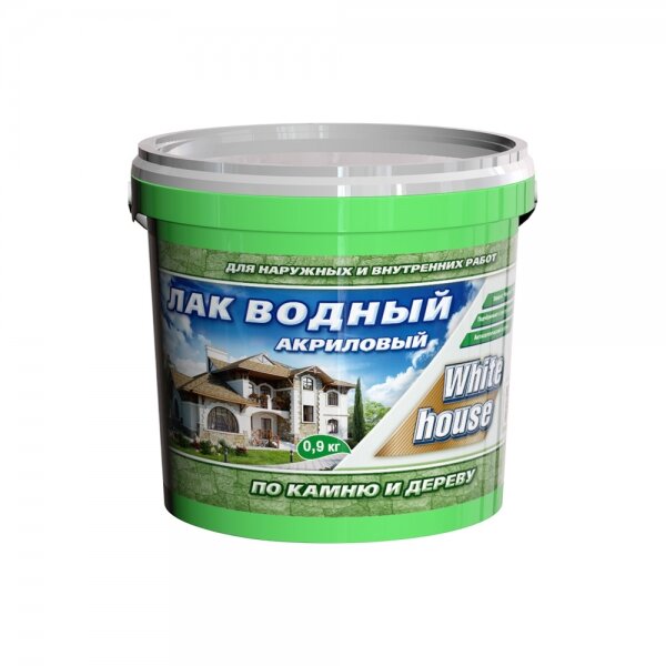 Лак Водный по Дереву и Камню White House 0.9кг Дуб, Полуглянцевый для Внутренних и Наружных Работ.