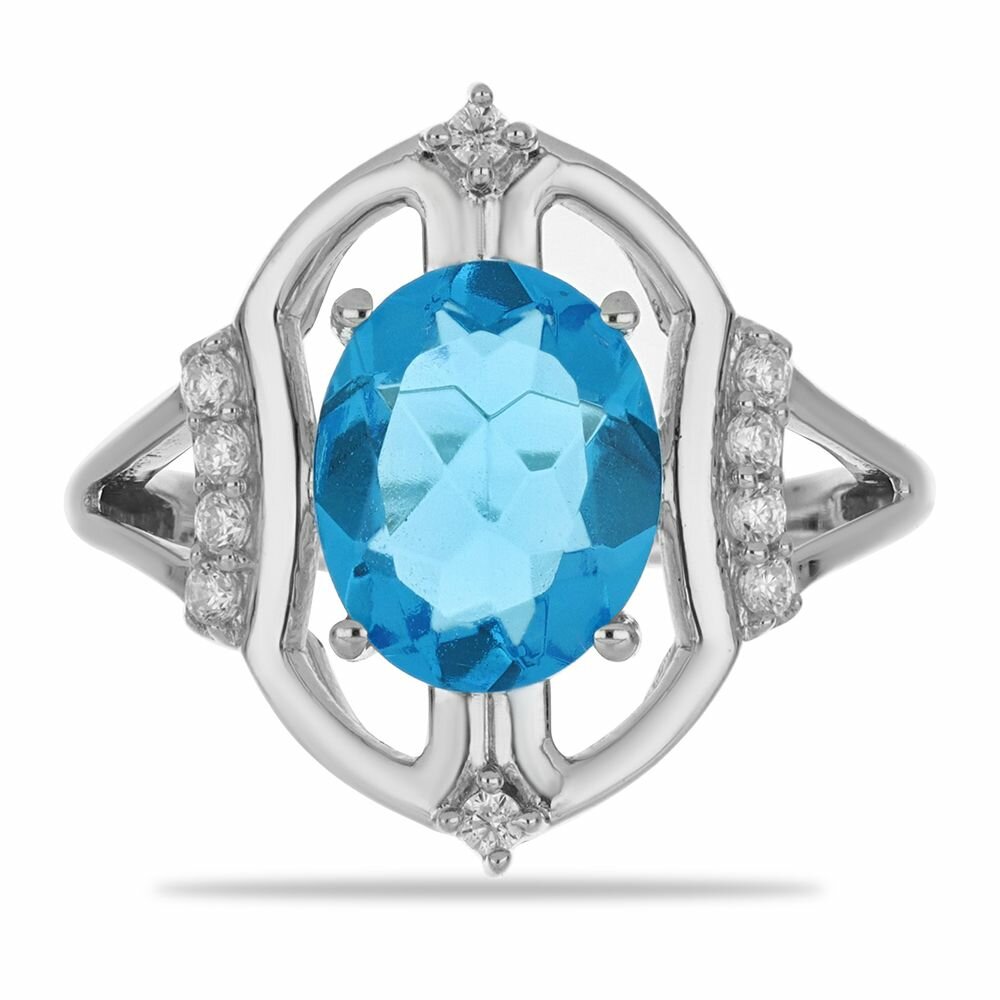 Кольцо, серебро, 925 проба, родирование, фианит, кристалл