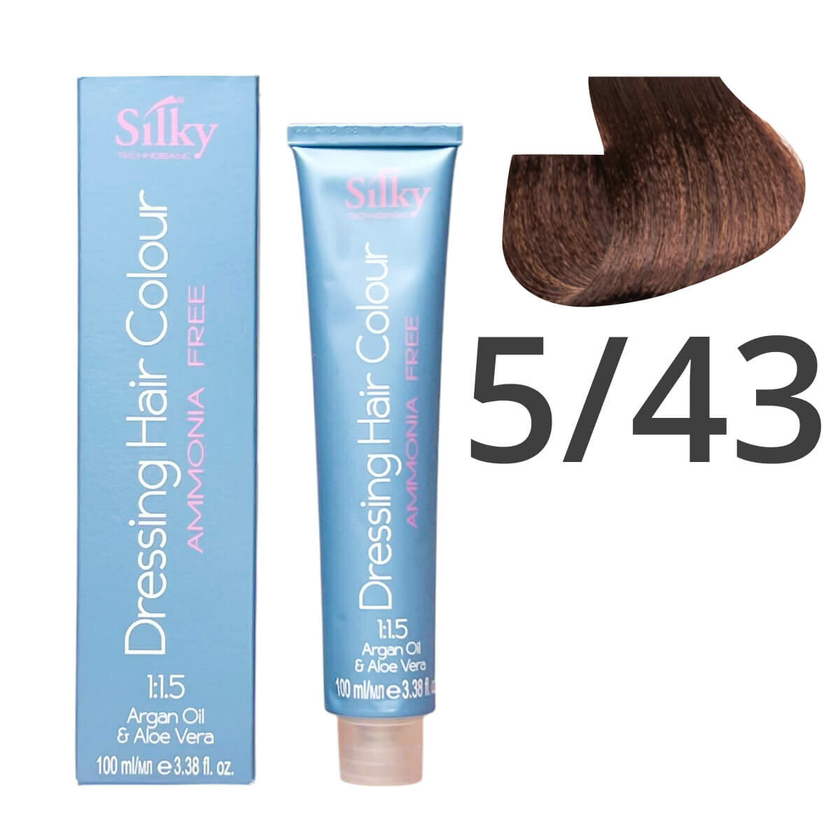Краска для волос безаммиачная Silky Dressing Haircolor 5.43 Светлый каштановый Медный золотистый, 100 мл