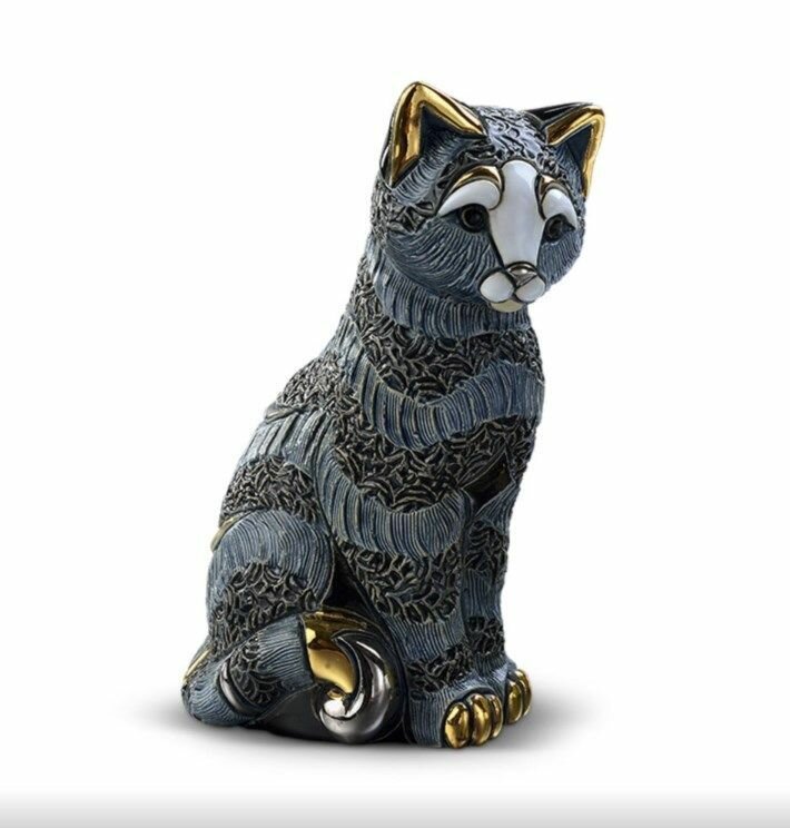 Статуэтка керамическая Полосатая кошка H 13; 6х8 см