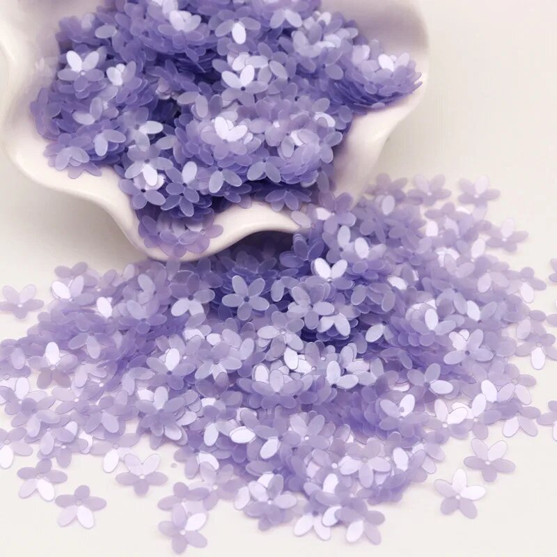 Блестки цветочные белые PVC 10 мм Сиреневый, matte purple