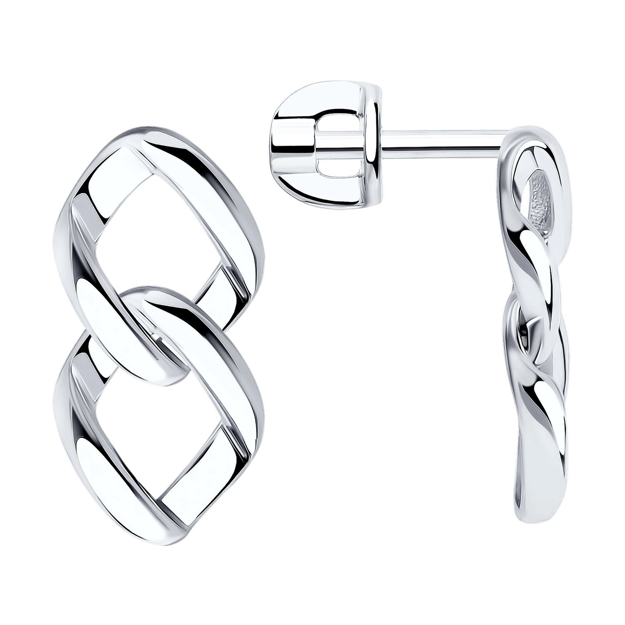 Серьги пусеты, серебро, 925 проба, родирование