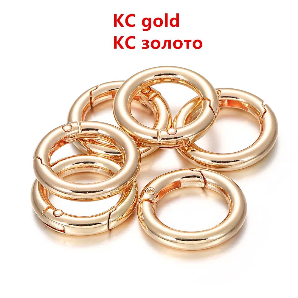 Пружинные кольца из цинкового сплава AGCFABS, набор из 5 штук 18x11x3.5mm, KC gold