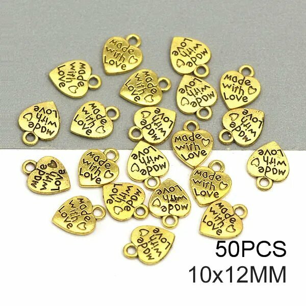 Металлические бирки для одежды 10/50 шт. 50Pcs Gold Heart