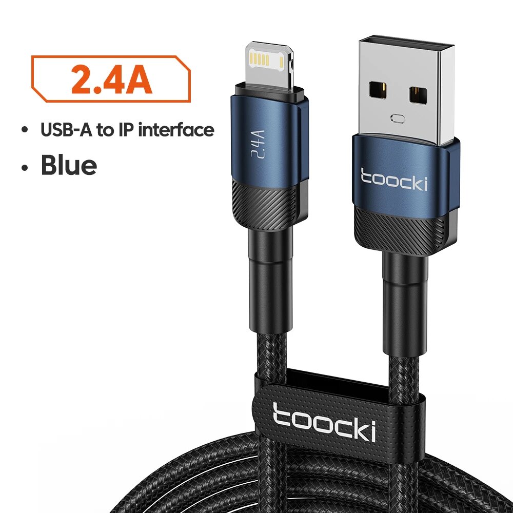 Toocki USB-кабель для iPhone, Blue, 1m