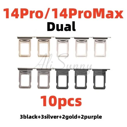 AliSunny 10 шт. слот для держателя лотка для SIM-карты для iPhone 14 13 11 12 Pro Max одинарный двойной адаптер Nano запасные части 10x 14Pro dual