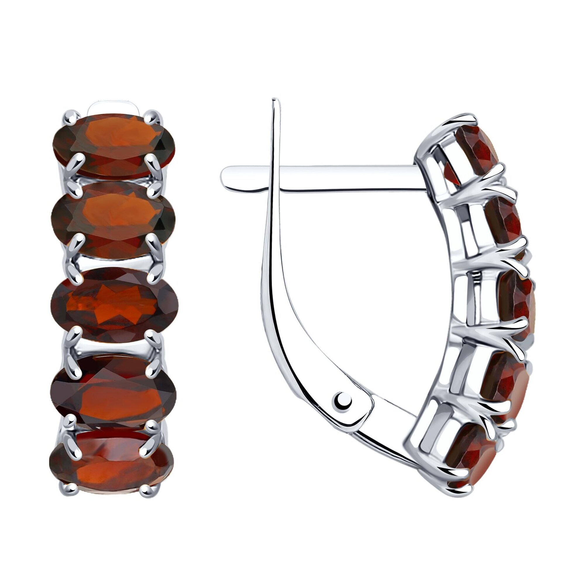 Серьги, серебро, 925 проба, родирование, гранат