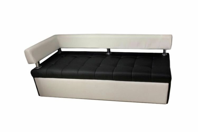 Диван-кровать Дельфин с подлокотником 180x62х80 черная/белая экокожа, левый