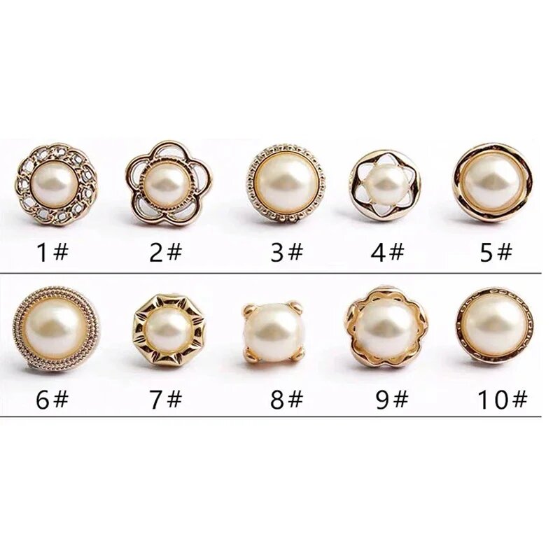 Броши-пуговицы JING-SDIY, белые и черные, 10 шт. Бежевый, 10pcs Pearl Set