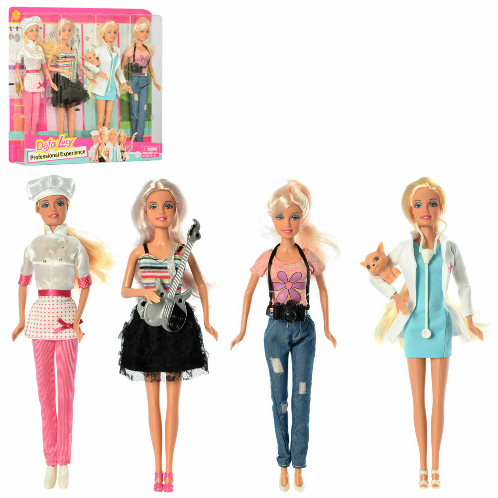 Кукла "Defa Lucy" Профессии, Набор из 4х кукол, с аксессуарами, 29 см