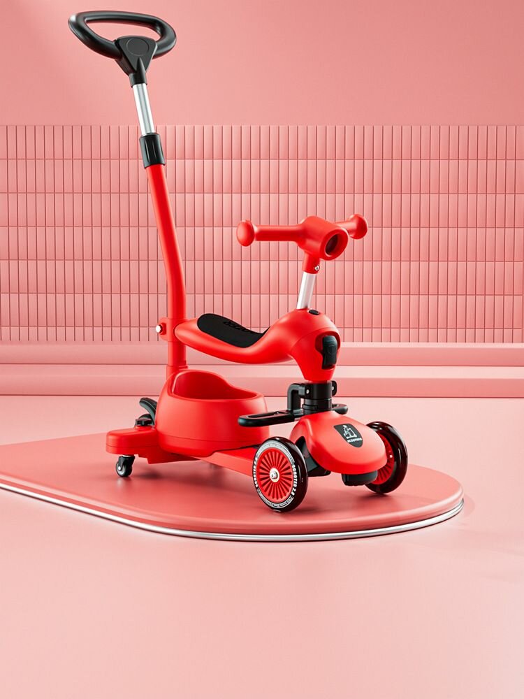 Самокат-трансформер Самокат детский трехколесный со светящимися колесами 3 в 1 с сидушкой