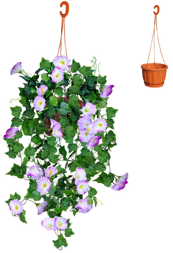 Искусственные цветы петуния в подвесном кашпо от бренда Holodilova