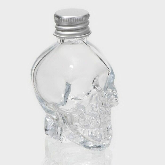 Банка для хранения сыпучих продуктов КНР стеклянная "Череп. Хэллоуин" 30 мл, 4х5,5х7 см, с металлической крышкой