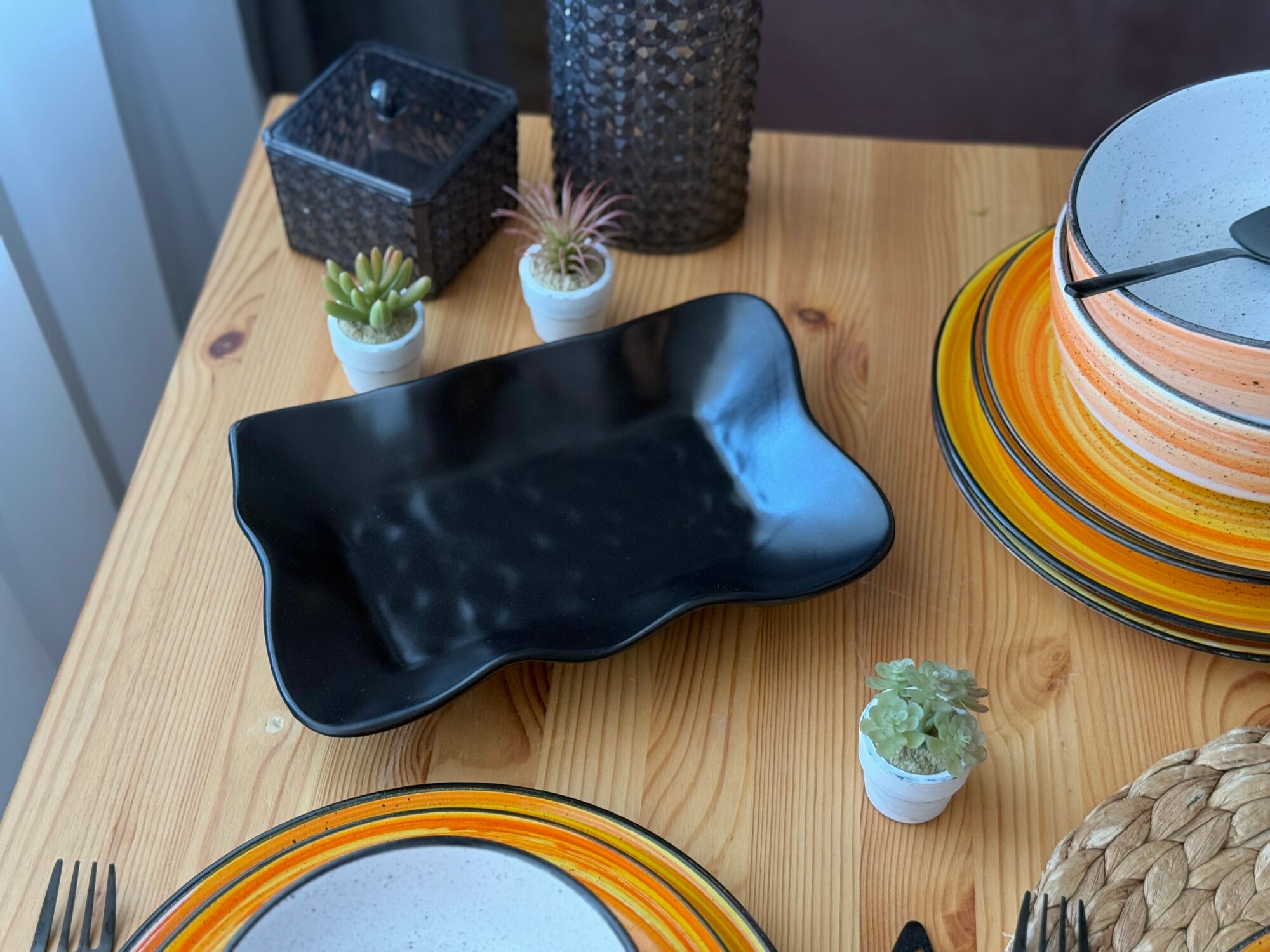 Блюдо прямоугольное 26 см, Keramika, цвет Черный матовый