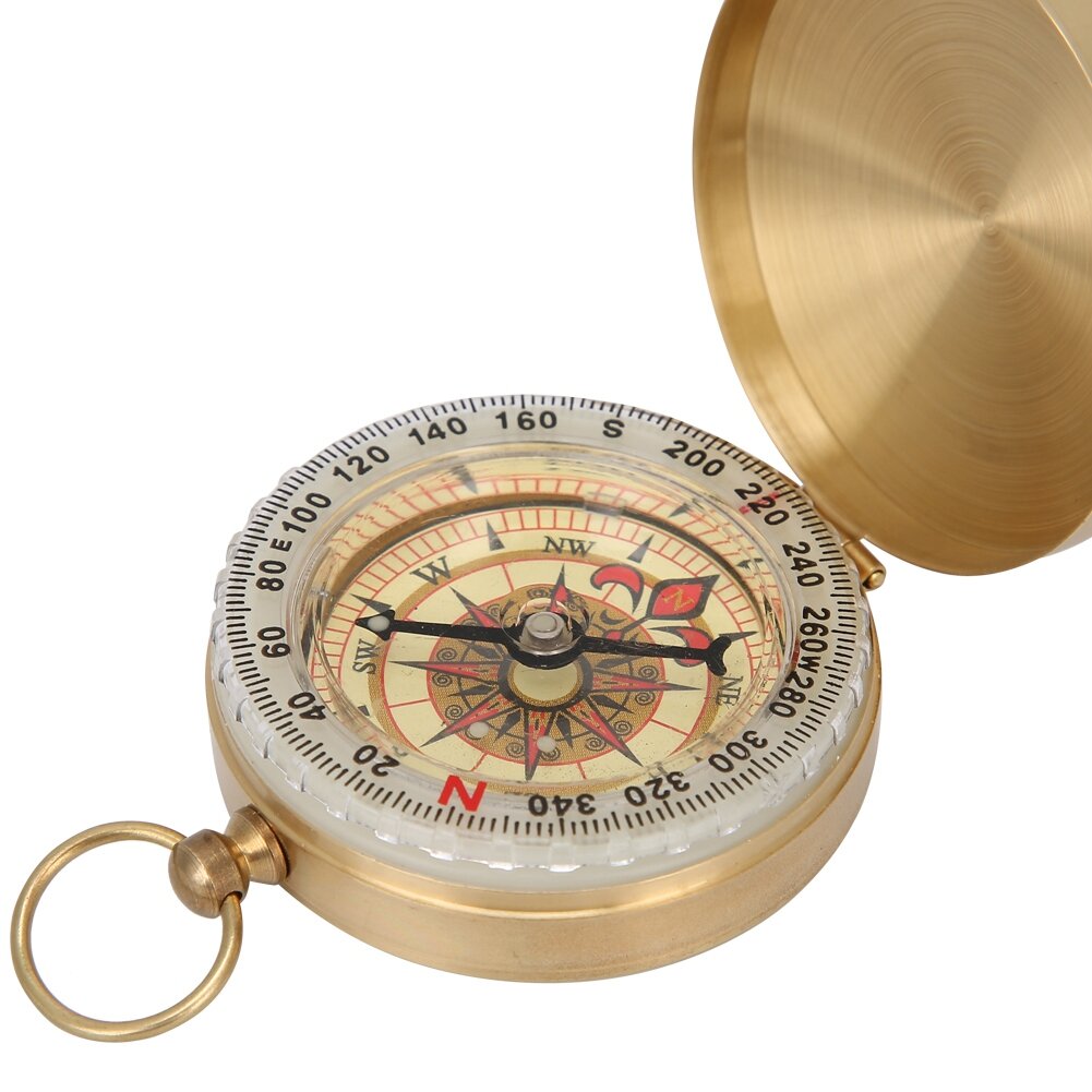 Компас карманный с крышкой, люминесцентный, форму часового механизма, медный, для походов и альпинизма, декор офиса, коллекционирования ремесел