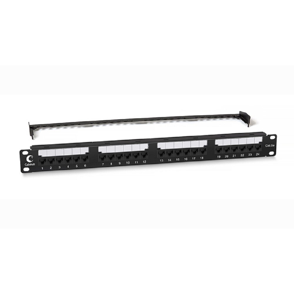 Cabeus PL2-24-Cat.5e-Dual IDC Патч-панель 19" (1U), 24 порта RJ-45, категория 5e, Dual IDC, с задним кабельным организатором, new