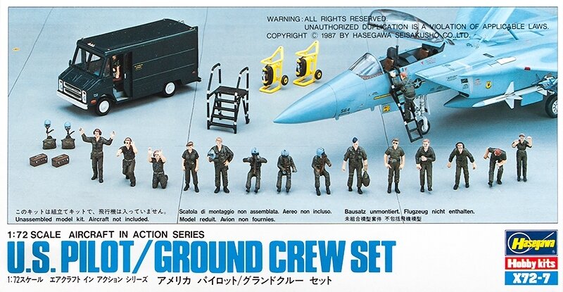 Сборные миниатюры Набор фигур пилотов, наземных техников и оборудования ВВС США (1/72) 35007 Hasegawa H-X72-7