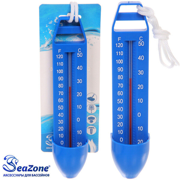 Термометр плавающий для бассейна Seazone PCH-TE точный, с крупным циферблатом и шнурком