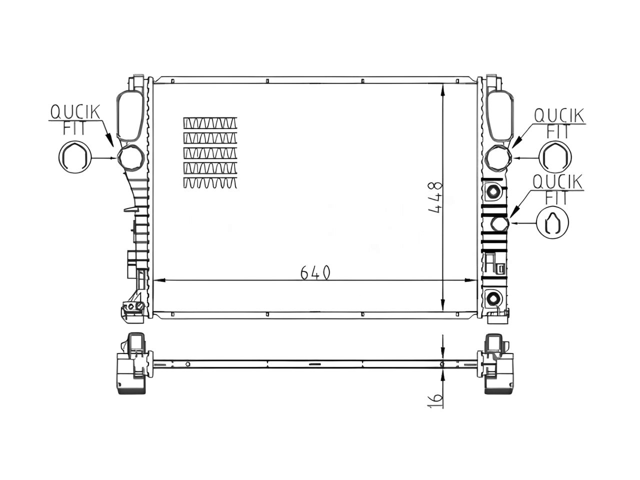 UNIO RAD-10021 (A2115000102 / A2115001302) радиатор охлаждения двигателя mercedes-benz e-class (211) 02-, cls (c219) 04-