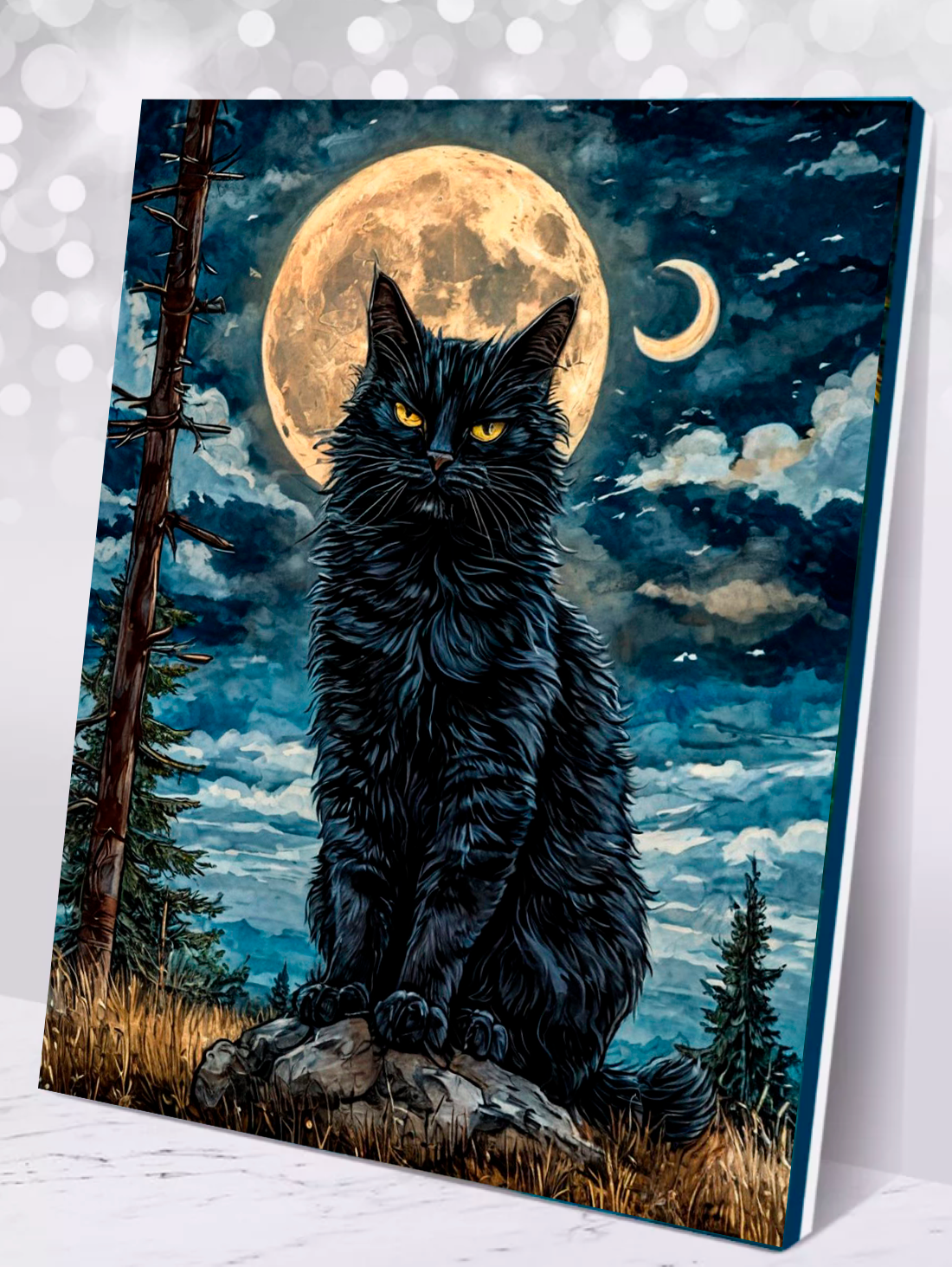 Картина по номерам "Черный кот" 40х50 см, хлопковый холст на подрамнике, акрил, Hobby Home