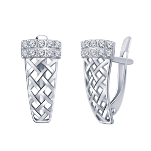Серьги, серебро, 925 проба, фианит