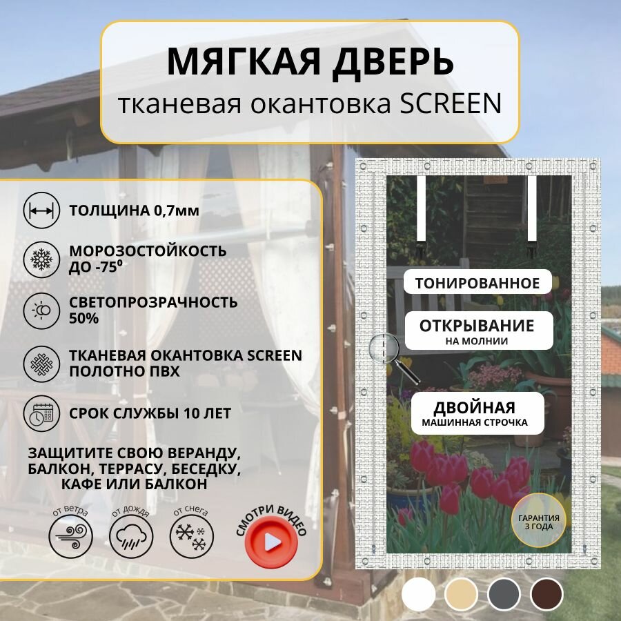 240см*100см -МягкаяДверь из ПВХ (тканевая окантовка SCREEN)