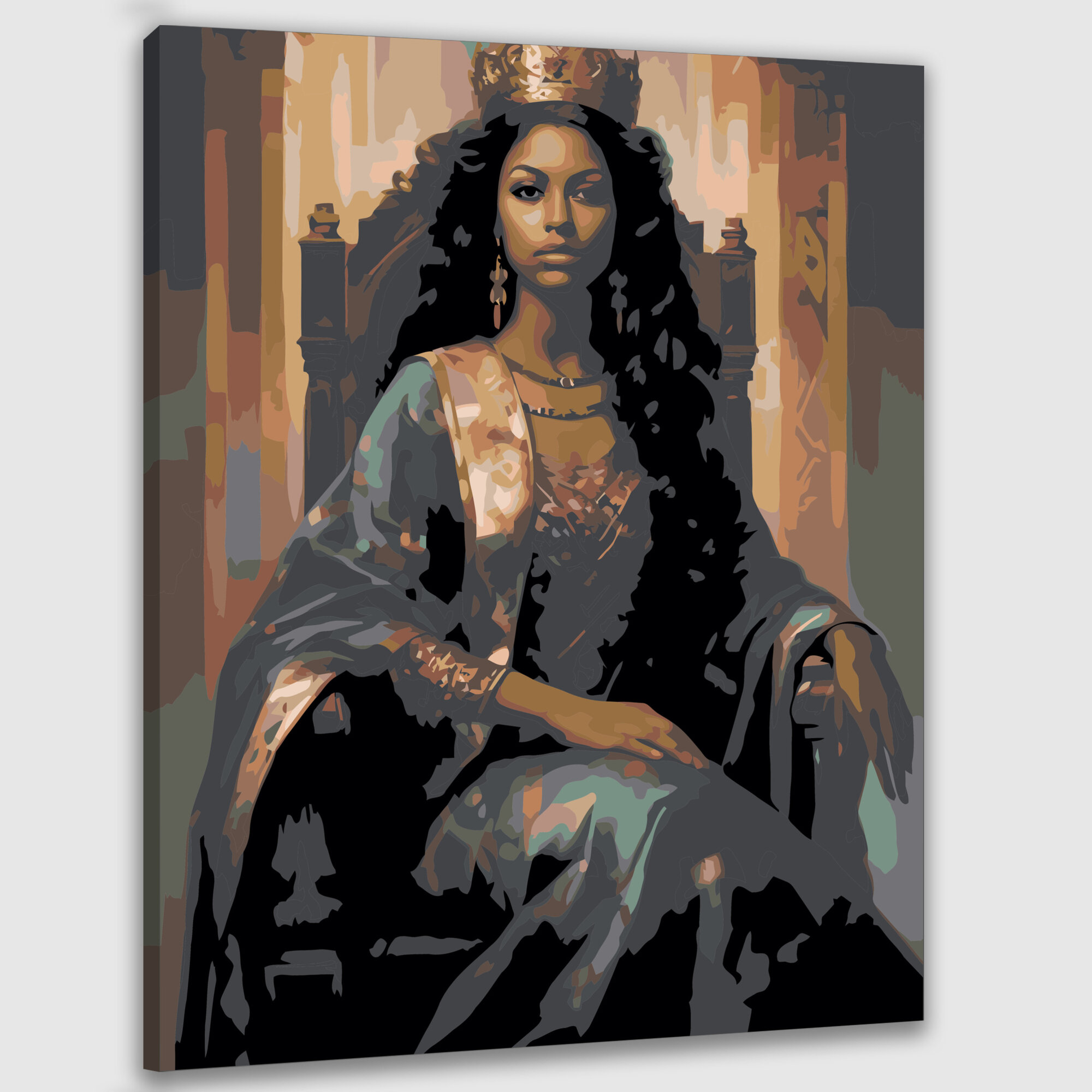 Картина по номерам 40x50 см, картина, масло, царь, королева, дворец, трон, королевская одежда, лица, выражение, сила