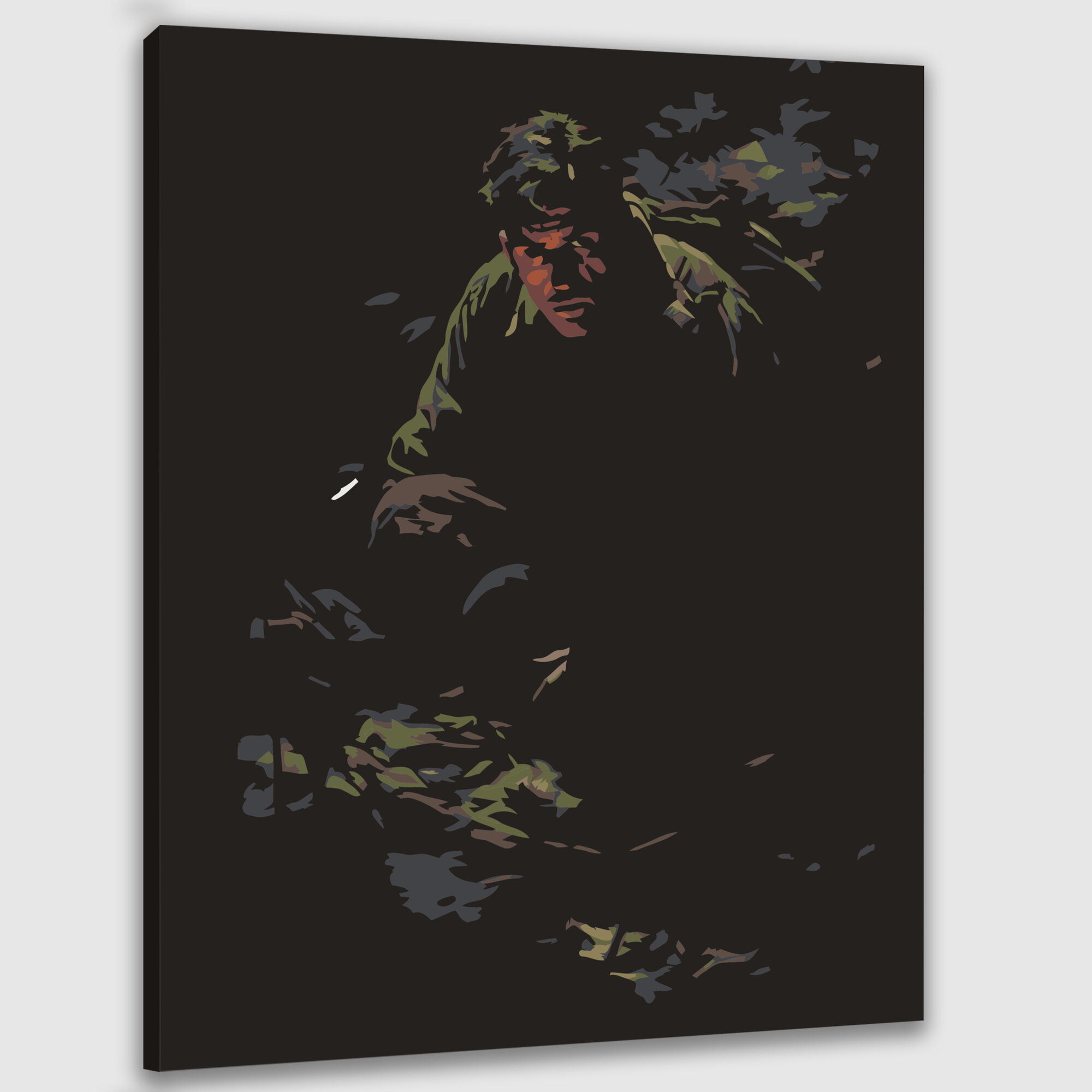 Картина по номерам 40x50 см, картина, масло, охотник, тень, лес, свет, тьма, глаза, добыча, композиция, предвкушение