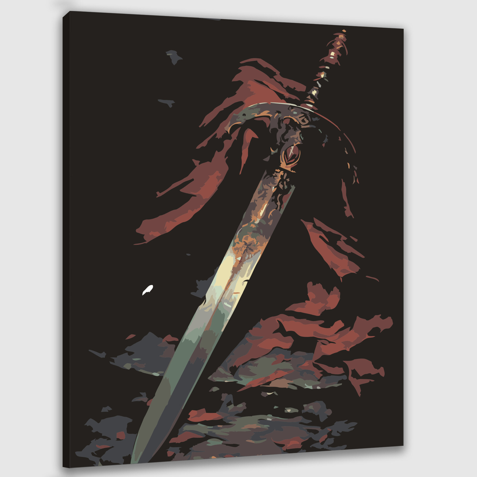 Картина по номерам 40x50 см, картина, масло, меч, Воин Души, насыщенные краски, яркие краски, мазки кисти, свет и тени