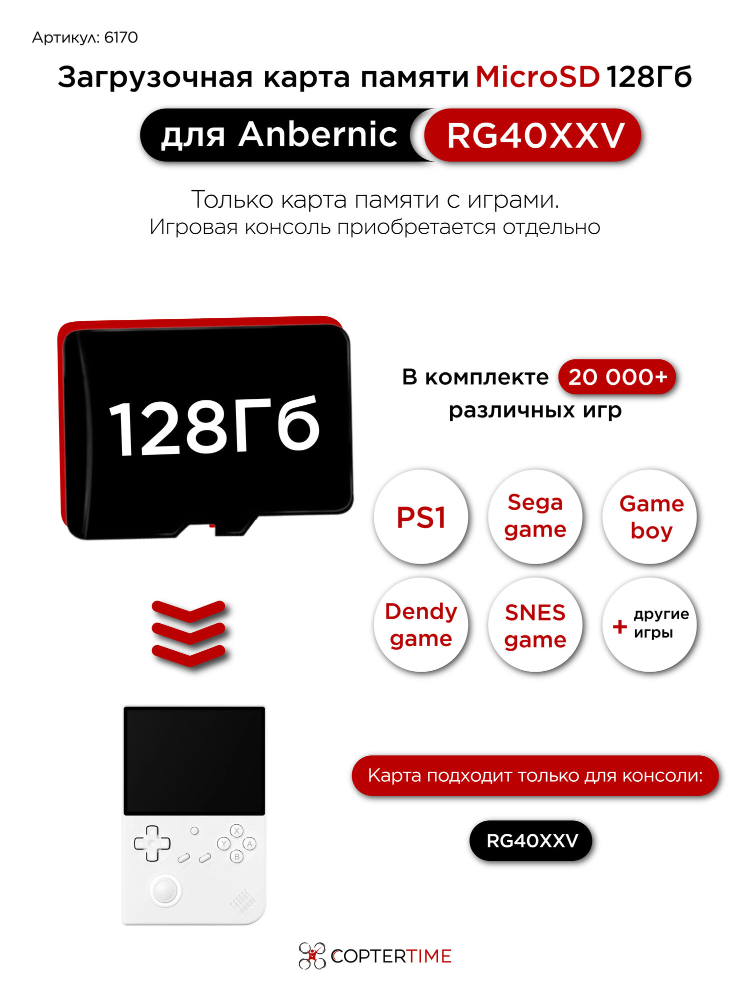 Карта памяти 128Гб с играми для Anbernic RG 40XXV OS (загрузочная)