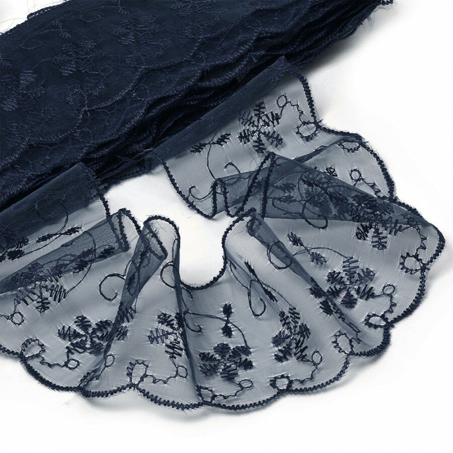 Кружево капрон KRUZHEVO TBY 30011 шир.65мм цв.154 т. синий уп.13,7м