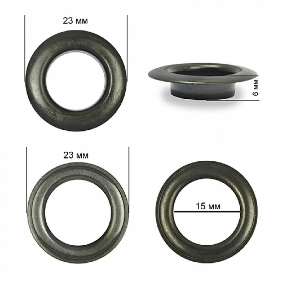Люверсы сталь TBY.2093 N28 (Ø 15мм, h 6мм) цв. оксид уп. 200шт