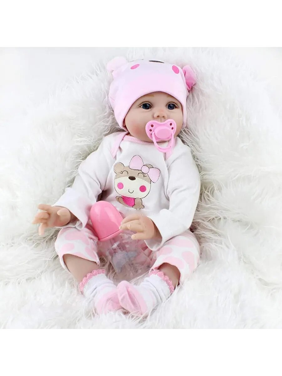 Кукла "Reborn", мягконабивная, текстиль/винил/силикон, 55см, реалистичная, с аксессуарами