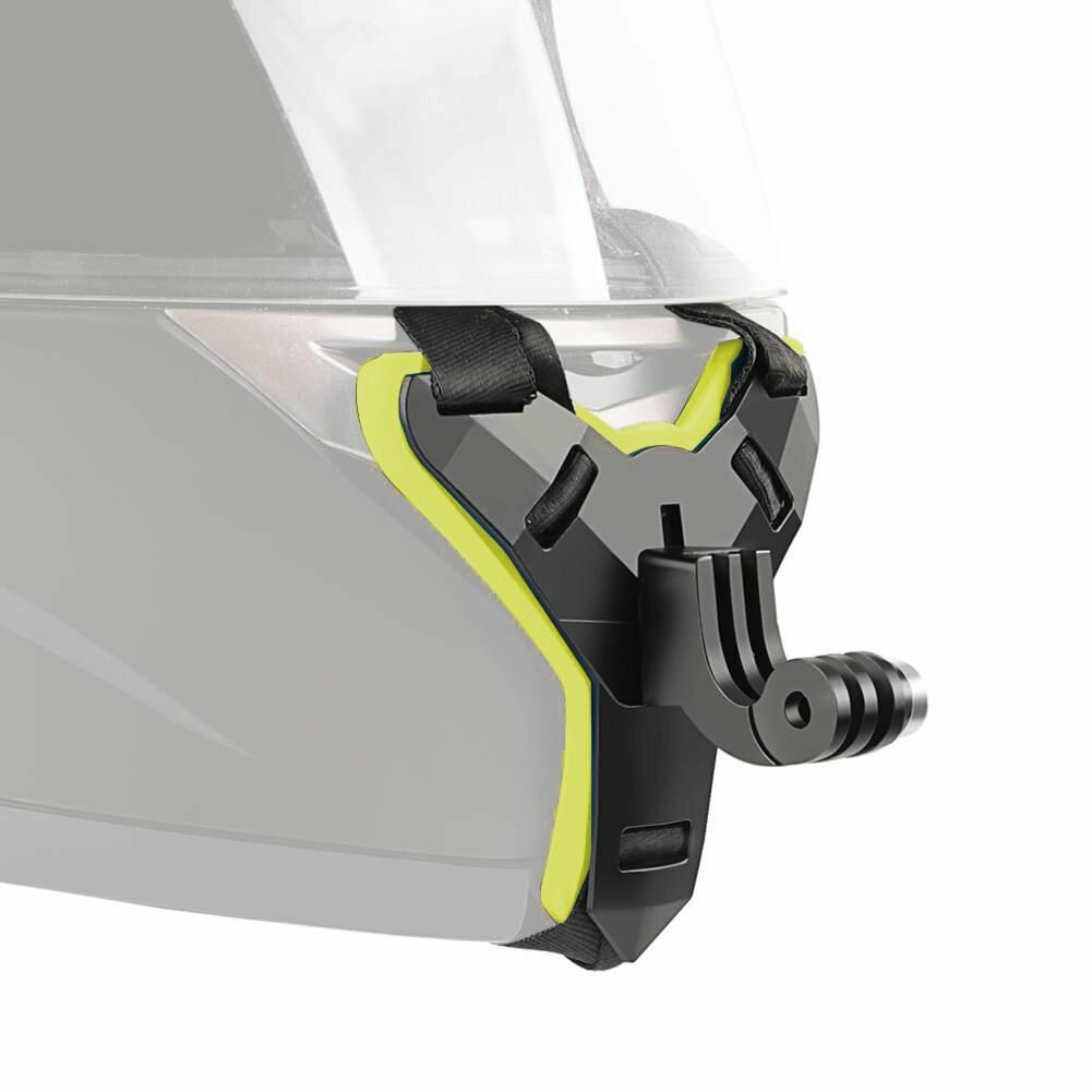 Крепление на подбородок шлема для экшен камер GoPro, DJI, Isnta360, SJCAM, кислотно-жёлтое