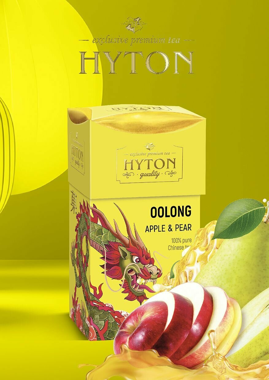 HYTON чай листовой, Китайский, бирюзовый Улун "Яблоко и груша" 90г