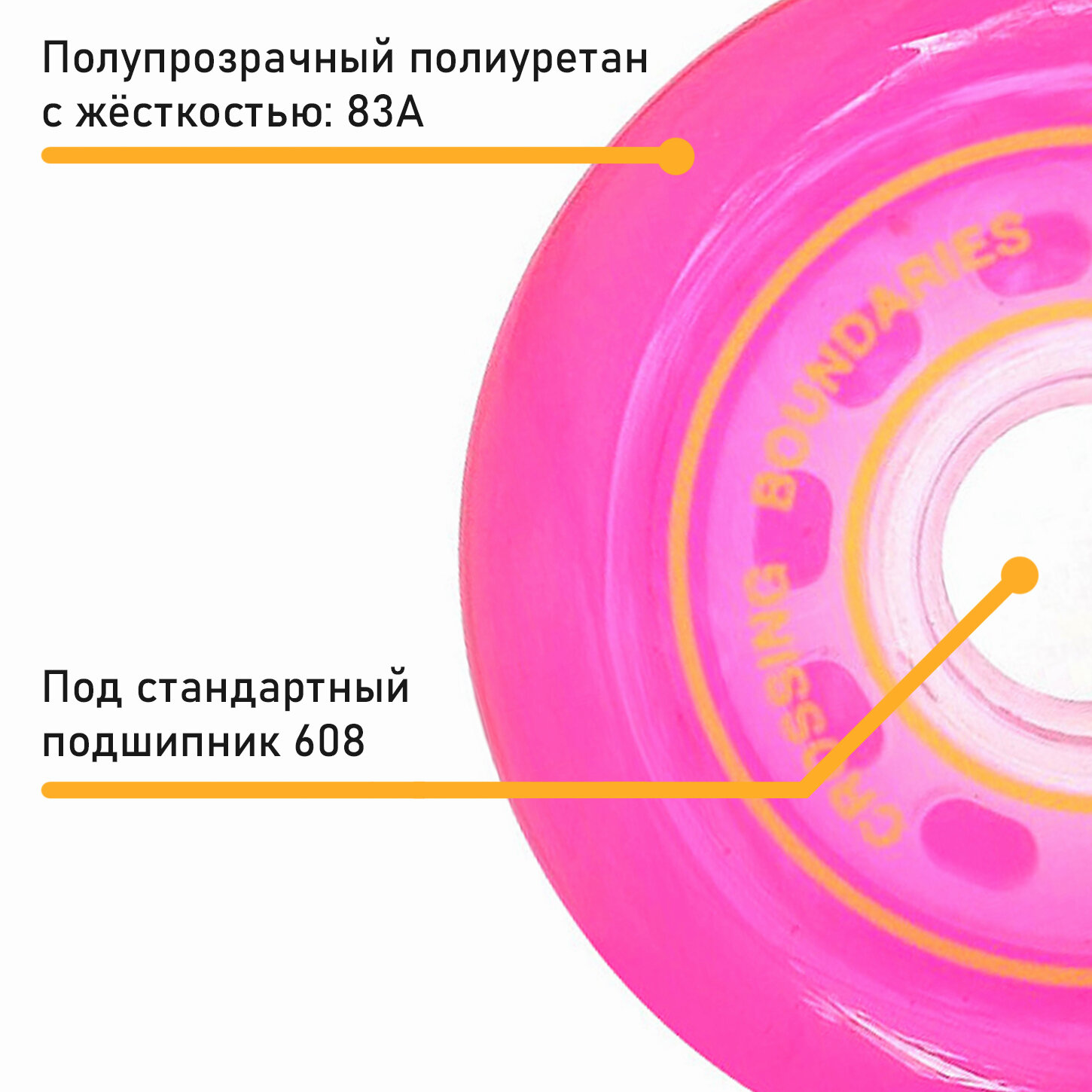 Колесо для роликовых коньков Crossing Boundaries CB 76/83A Pink, 1шт. — фото 1